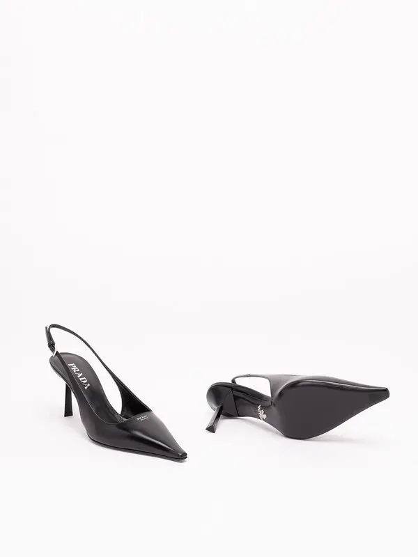 Prada Brushed Leather Slingback Pumps