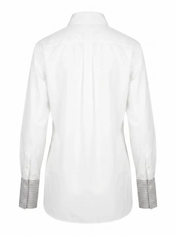 Prada Shirt With Striped Cuffs And Pussy Bow Detail