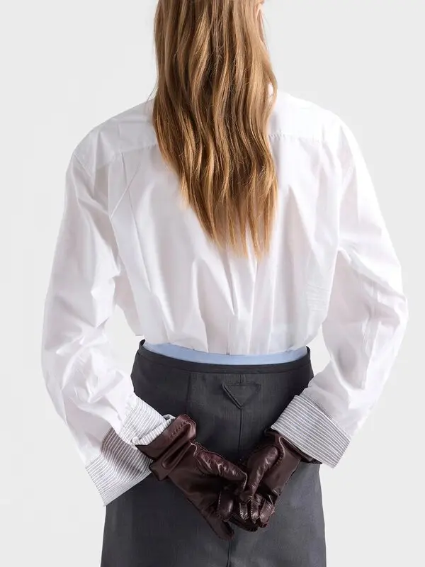 Prada Shirt With Striped Cuffs And Pussy Bow Detail