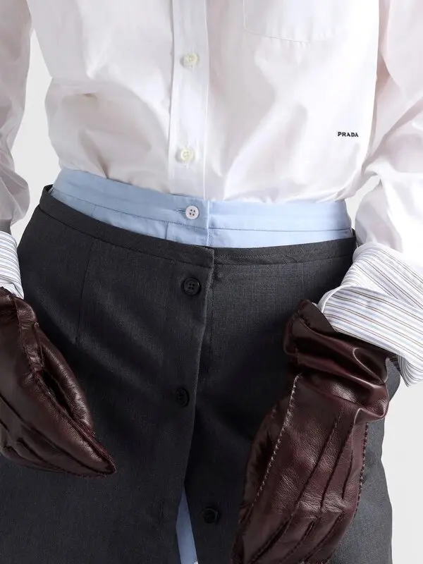 Prada Shirt With Striped Cuffs And Pussy Bow Detail