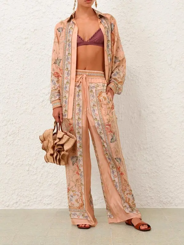 Zimmermann Roselight Silk Printed Pants