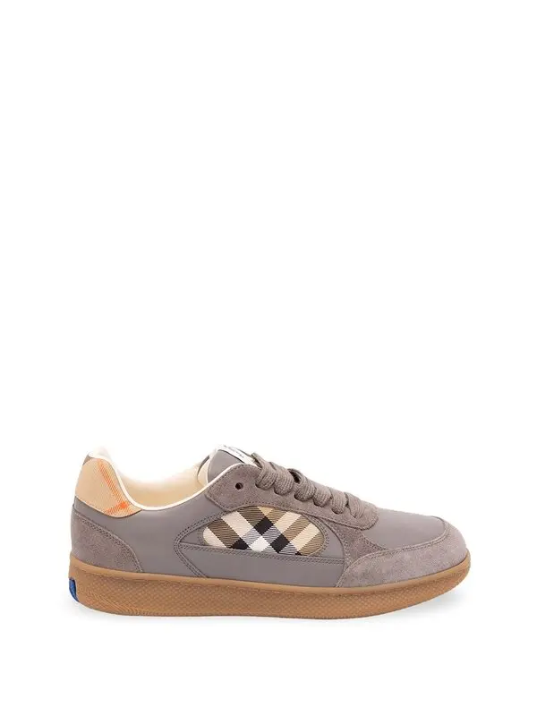Burberry Calf Leather Sneakers With Checked Detail - Multicolor