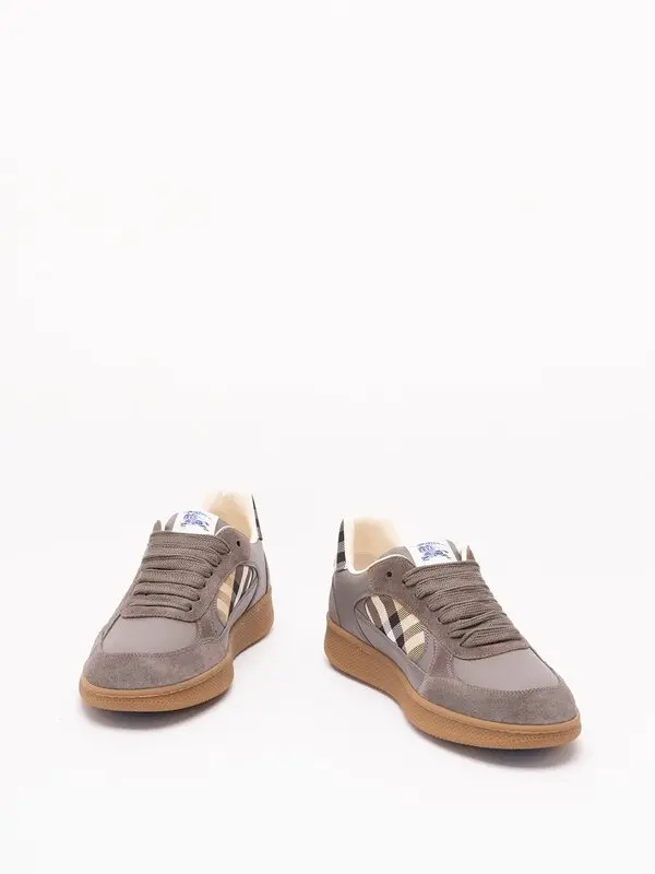 Burberry Calf Leather Sneakers With Checked Detail - Multicolor