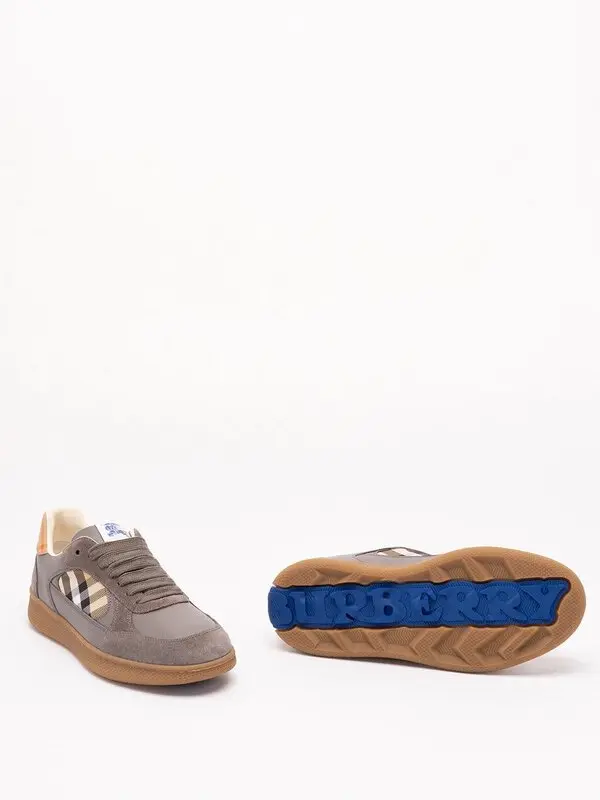 Burberry Calf Leather Sneakers With Checked Detail - Multicolor