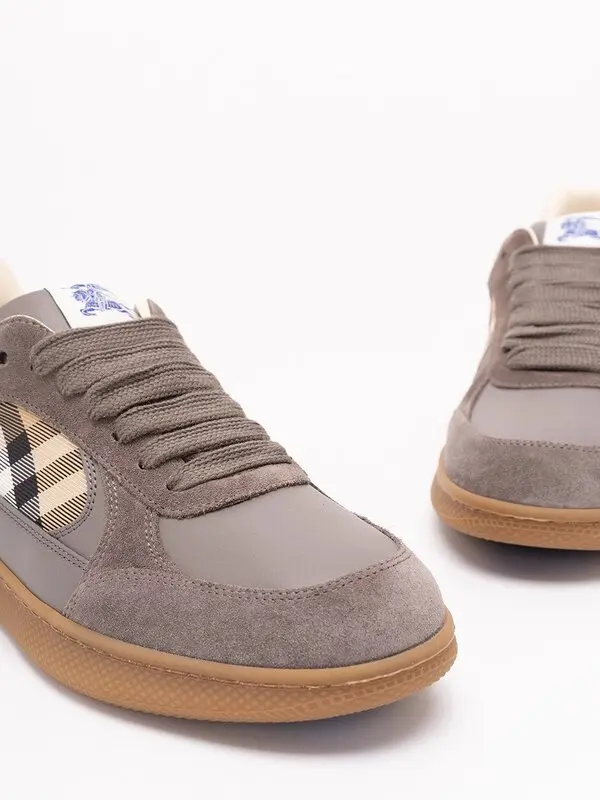 Burberry Calf Leather Sneakers With Checked Detail - Multicolor