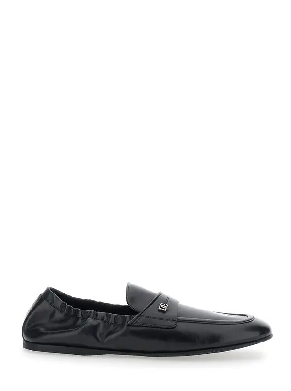 Dolce & Gabbana Leather Loafers With Dg Plate - Multicolor