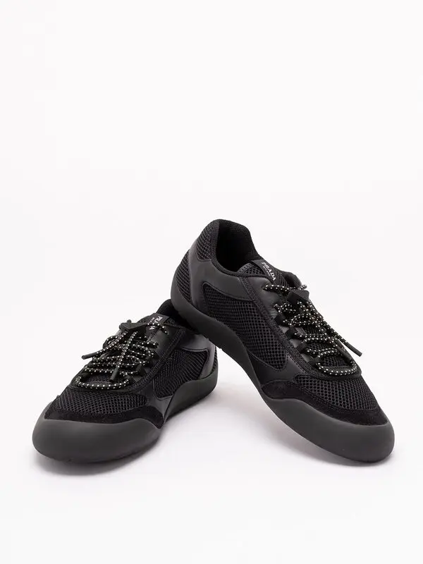 Prada Speedrock Leather And Mesh Sneakers - Multicolor