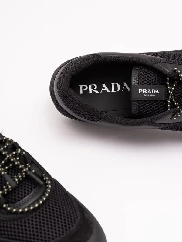 Prada Speedrock Leather And Mesh Sneakers - Multicolor