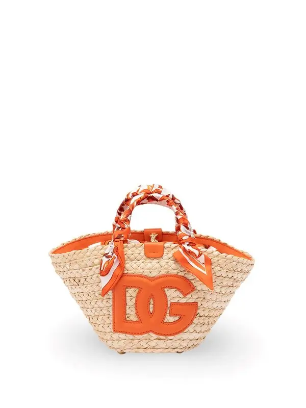 Dolce & Gabbana Raffia Coffa Bag With Dg Applique - Multicolor