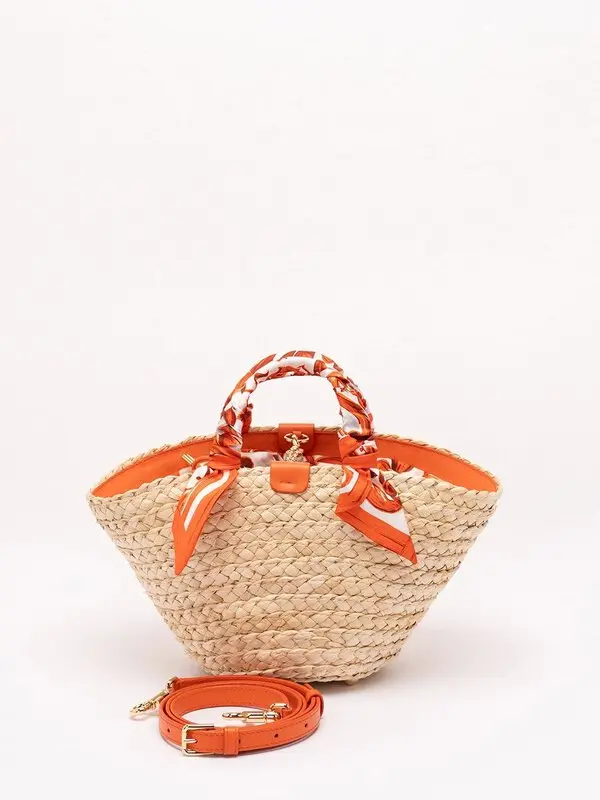 Dolce & Gabbana Raffia Coffa Bag With Dg Applique