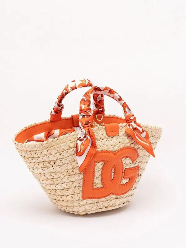 Dolce & Gabbana Raffia Coffa Bag With Dg Applique