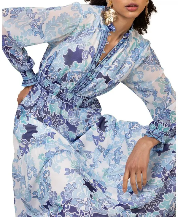 Hale Bob Bertille Chiffon Maxi Dress - Blue