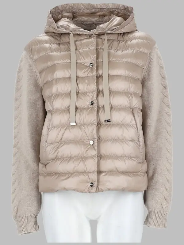 Herno Giacca Resort Ultralight Nylon Jacket With Knitted Sleeves
