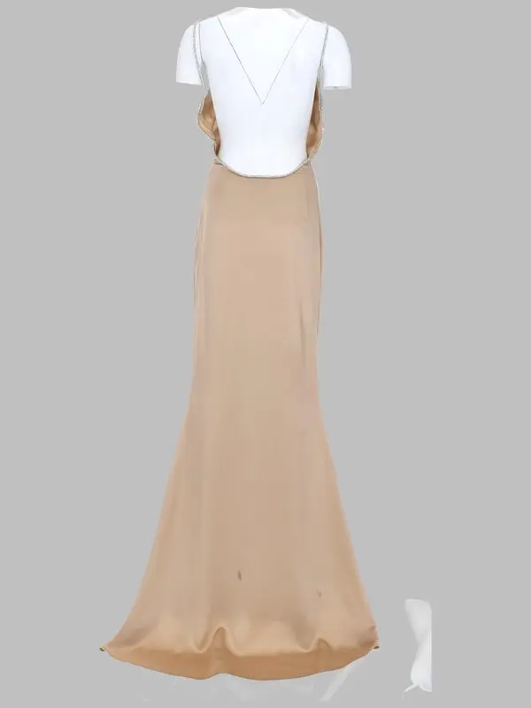 TOM FORD Sleeveless Satin Evening Gown With Chain Embellishments
