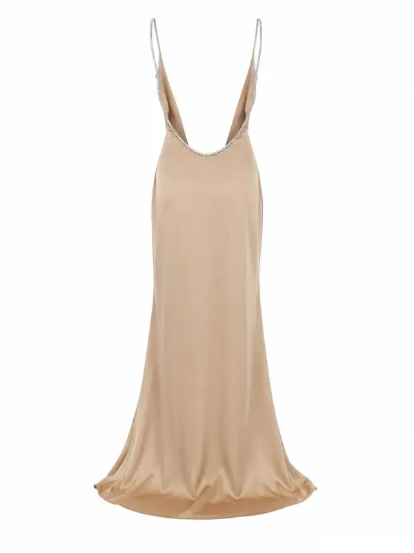 TOM FORD Sleeveless Satin Evening Gown With Chain Embellishments