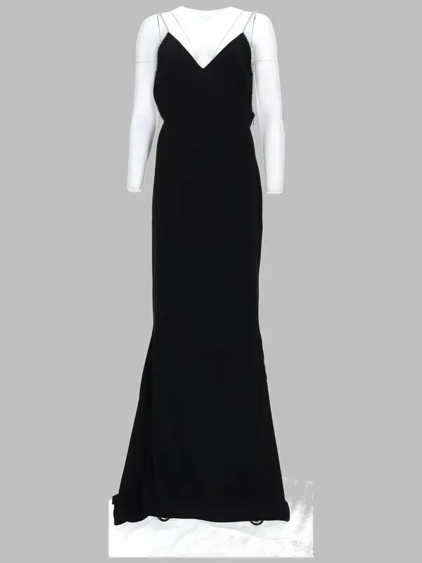 TOM FORD Sleeveless Evening Gown With Chain Embroidery - Black
