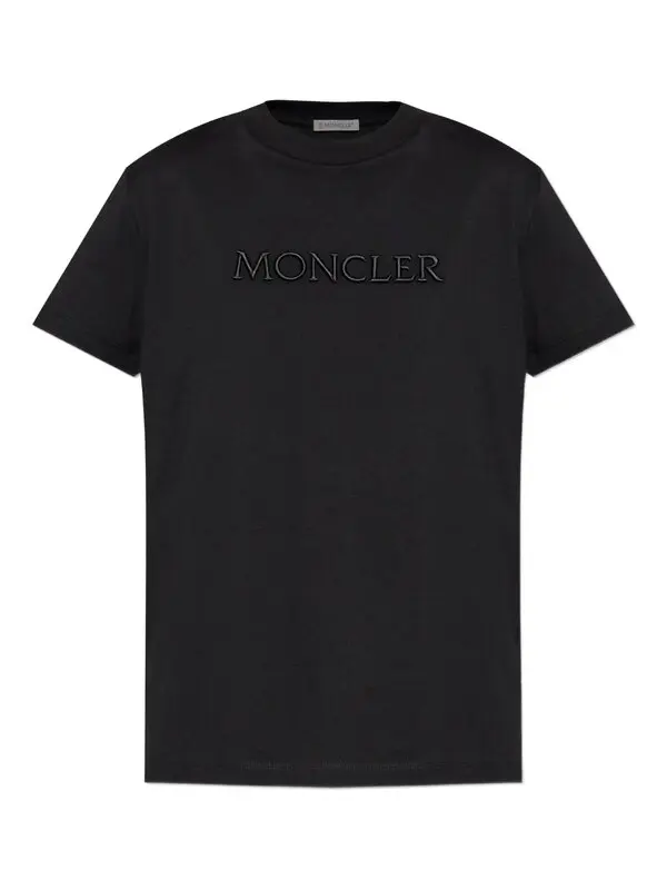 Moncler Crewneck Short-sleeve Embroidered Logo T-shirt - Nero