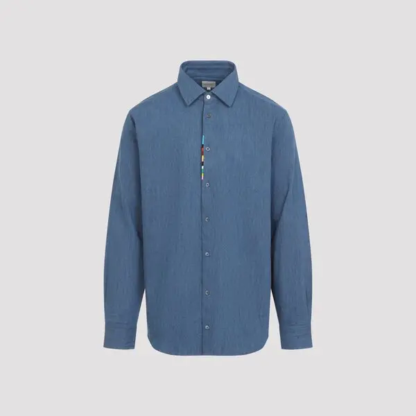 Paul Smith Regular Fit Embroidered Cotton Shirt - Blue