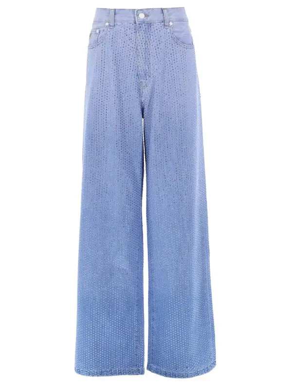 LOIS Crystal Embellished Wide Leg Jeans - Blue