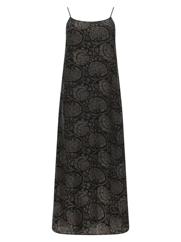 UMA WANG Floral Jacquard Slip Maxi Dress - Black