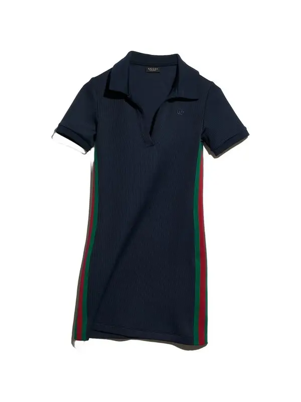 Gucci Ribbed Polo Dress With Web Detail