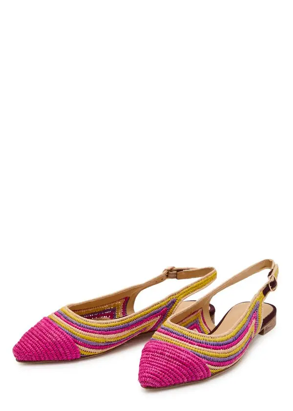 Gabriela Hearst Striped Raffia Slingback Flats - Multicoloured