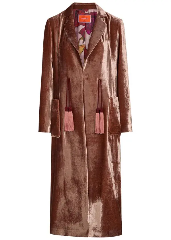La DoubleJ Velvet Duster Coat With Tassel Embellishments