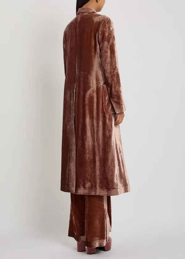 La DoubleJ Velvet Duster Coat With Tassel Embellishments