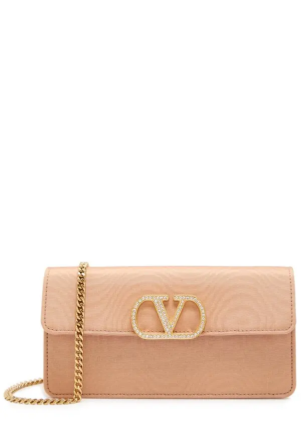 Valentino Garavani Vlogo Moiré Wallet-on-chain - Rose