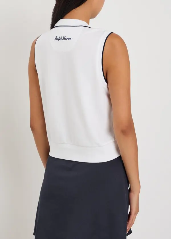 Polo Ralph Lauren Embroidered Stretch-cotton Sleeveless Polo Top