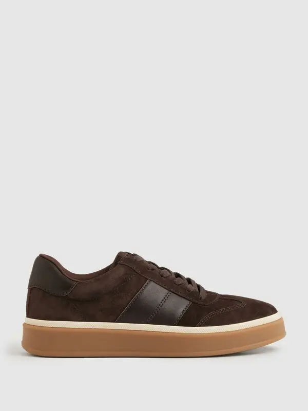 REISS Lizzie Suede Low-top Trainers - Chocolate
