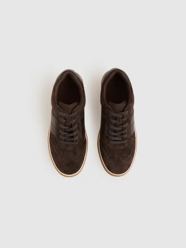 REISS Lizzie Suede Low-top Trainers - Chocolate