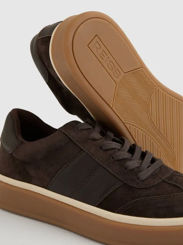 REISS Lizzie Suede Low-top Trainers - Chocolate