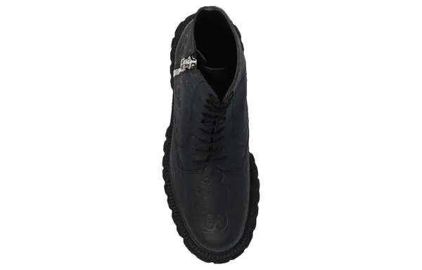 Gucci Embossed Gg Leather Lace-up Boots