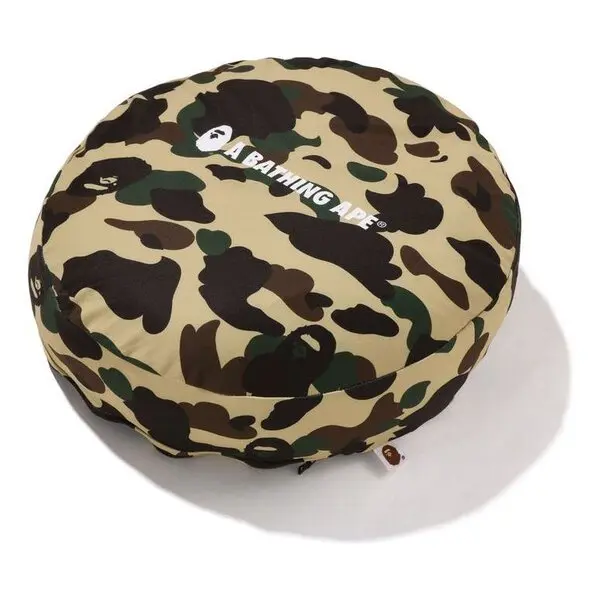 A BATHING APE 1st Camo Circle Fluffy Beads Cushion - Yellow