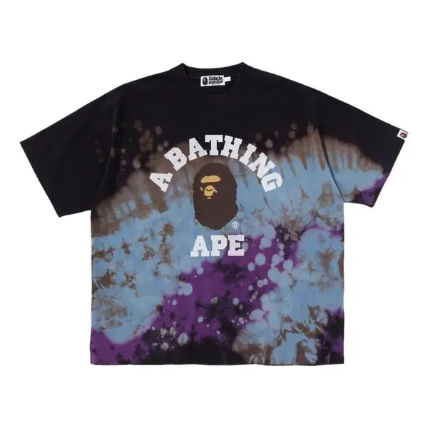 A BATHING APE Tie Dye College Relaxed Fit T-shirt - Black