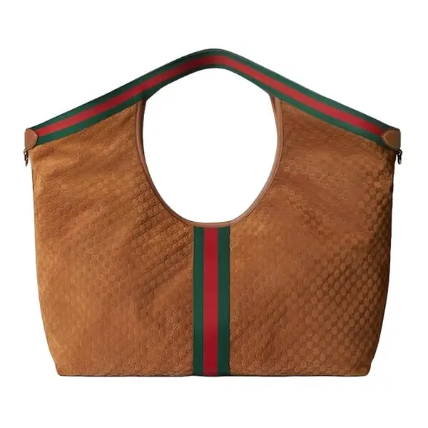 Gucci Giglio Suede Tote Bag - Brown