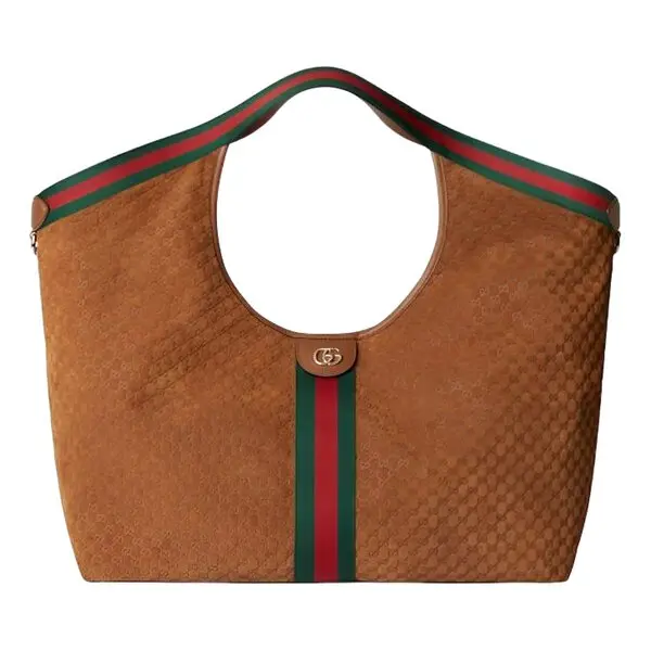 Gucci Giglio Suede Tote Bag - Brown