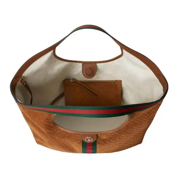 Gucci Giglio Suede Tote Bag - Brown