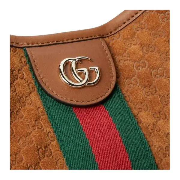 Gucci Giglio Suede Tote Bag - Brown