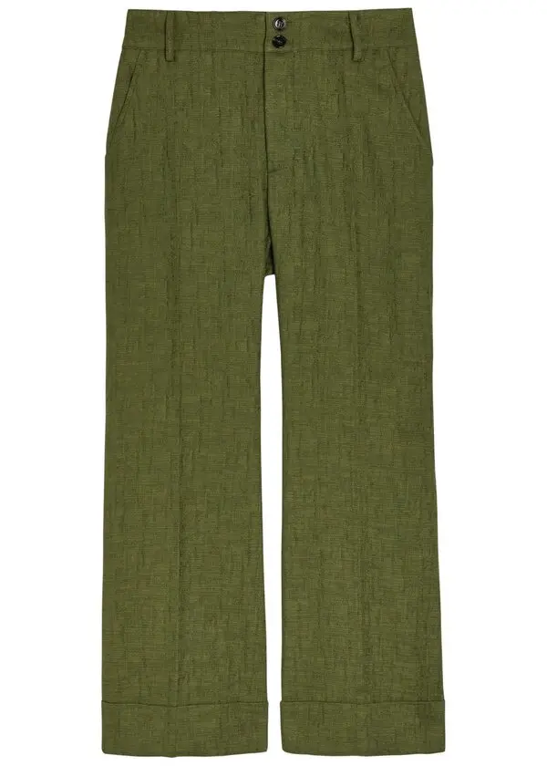 La DoubleJ Hendrix Textured Flared-leg Woven Trousers - Green