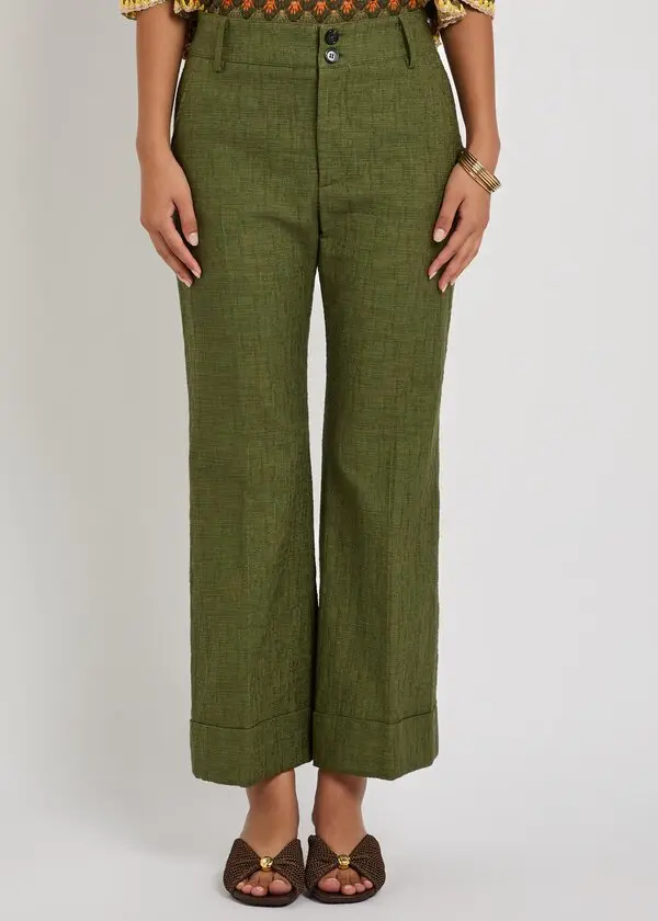 La DoubleJ Hendrix Textured Flared-leg Woven Trousers
