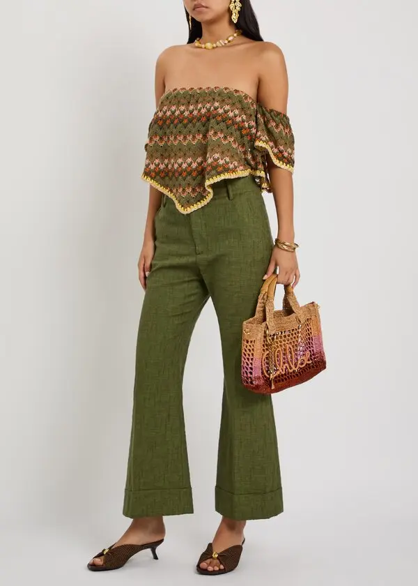 La DoubleJ Hendrix Textured Flared-leg Woven Trousers