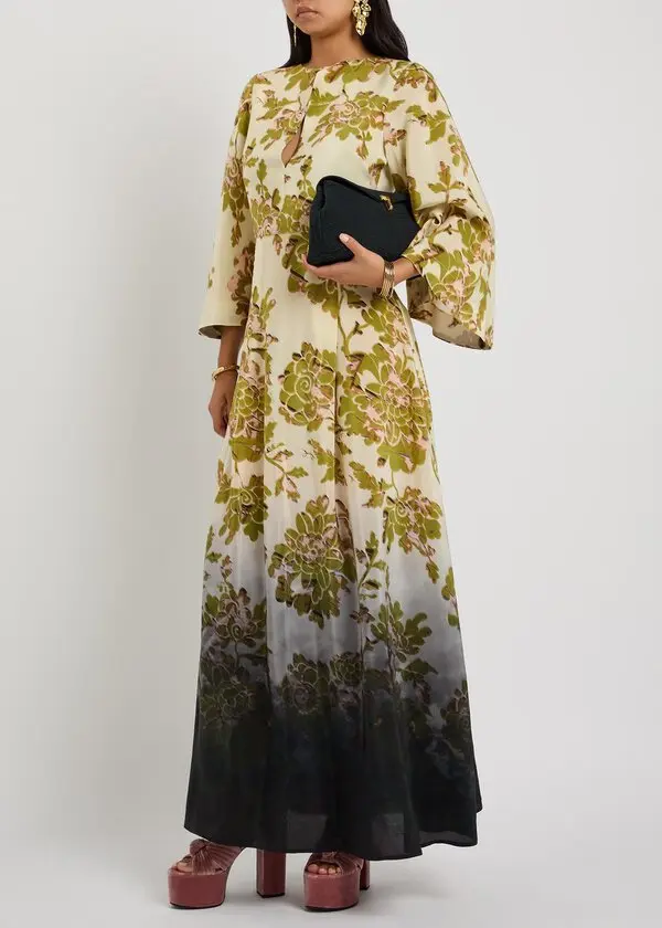 La DoubleJ Belle Kaftan Printed Silk Maxi Dress