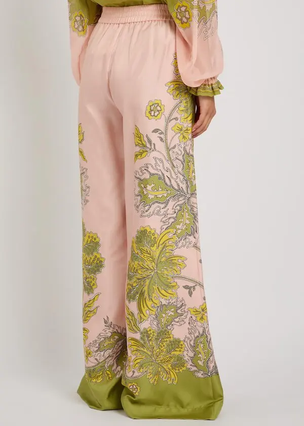 La DoubleJ Printed Wide-leg Silk Trousers