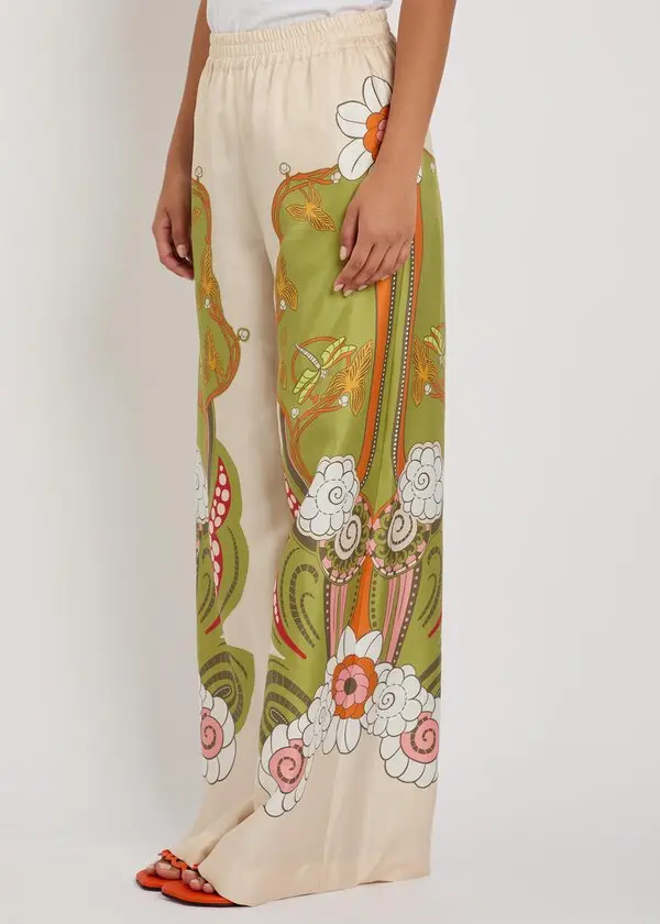 La DoubleJ Printed Wide-leg Silk Trousers - Multicoloured