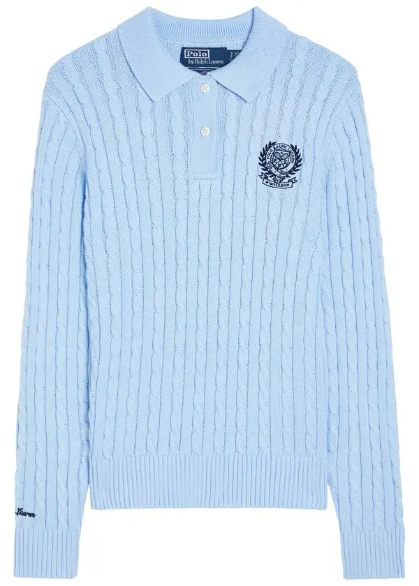 Polo Ralph Lauren Cable-knit Cotton Polo Jumper - Blue