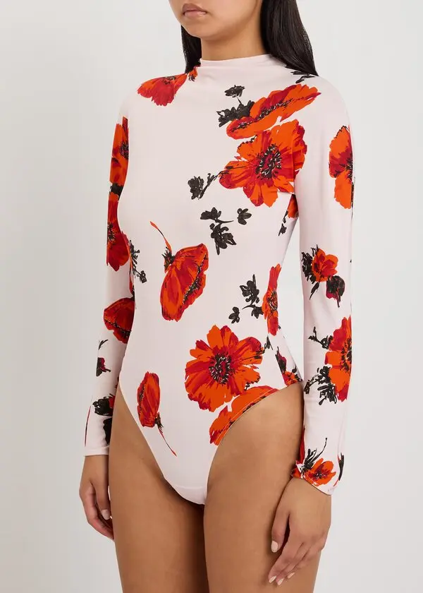 Alaïa Floral-print Stretch-jersey Bodysuit