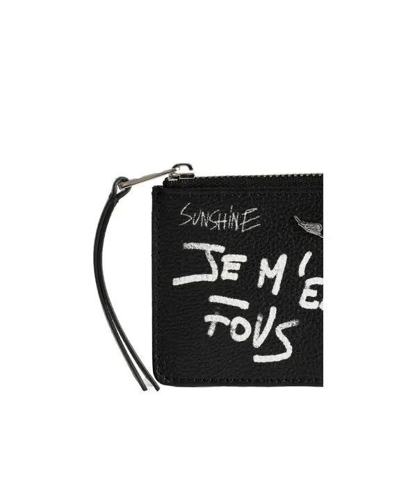 Zadig&Voltaire Graffiti-print Pebbled Cardholder
