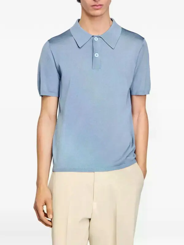 Sandro Short-sleeve Knitted Polo Shirt - Blue